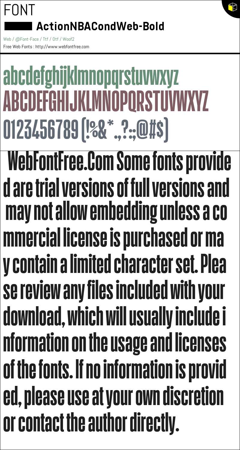 Action NBA Cond Web Bold Regular Fonts Downloads - WebFontFree.Com