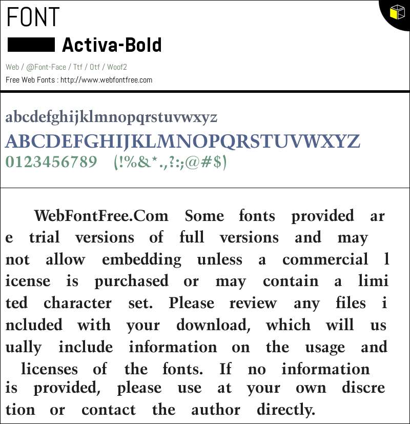 Activa-Bold Fonts Downloads - WebFontFree.Com