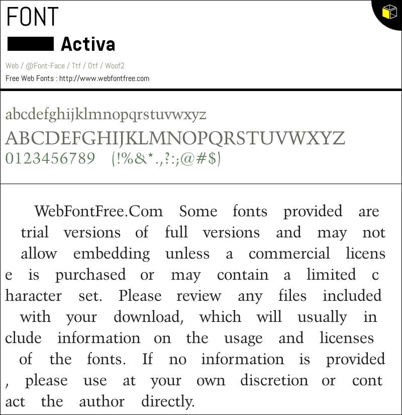 Activa Fonts Downloads - WebFontFree.Com