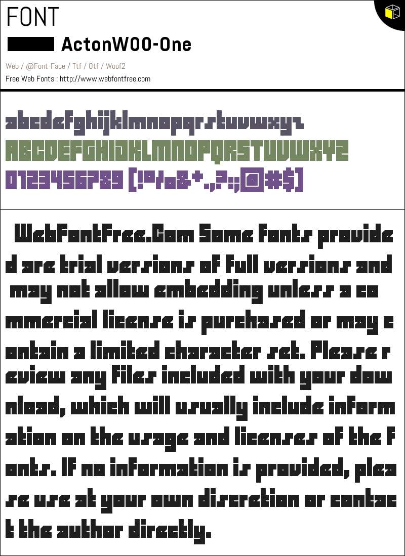 Acton W00 One Fonts Downloads - WebFontFree.Com