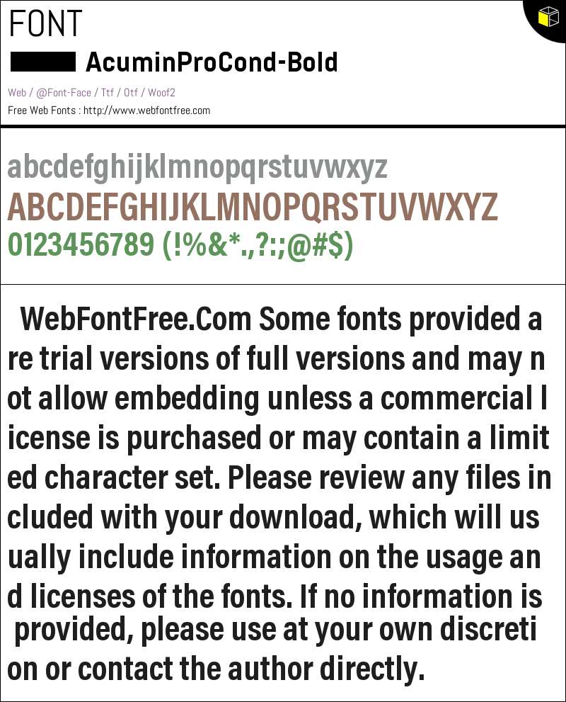 AcuminProCond-Bold 字体 下载 - WebFontFree.Com