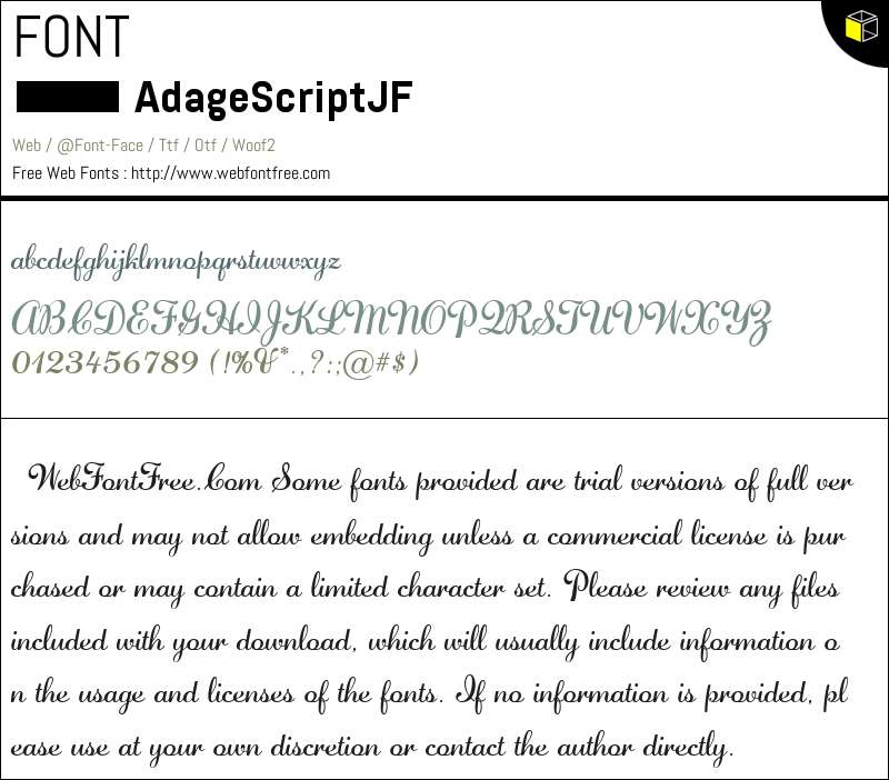 AdageScriptJF 字体 下载 - WebFontFree.Com