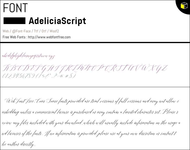 Adelicia Script Fonts Downloads - WebFontFree.Com