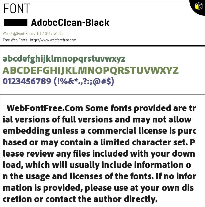 Adobe Clean Black Fonts Downloads - WebFontFree.Com