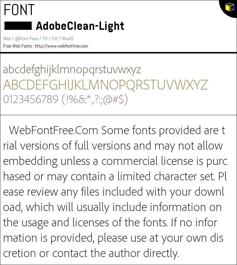 Adobe Clean Light 字体 下载 - WebFontFree.Com