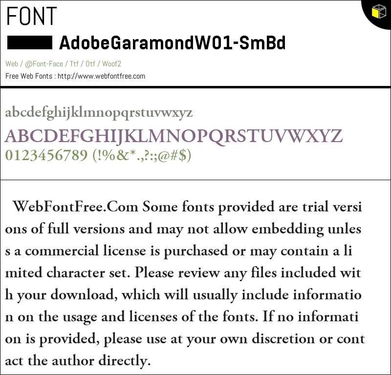 Adobe Garamond W01 SmBd Fonts Downloads - WebFontFree.Com