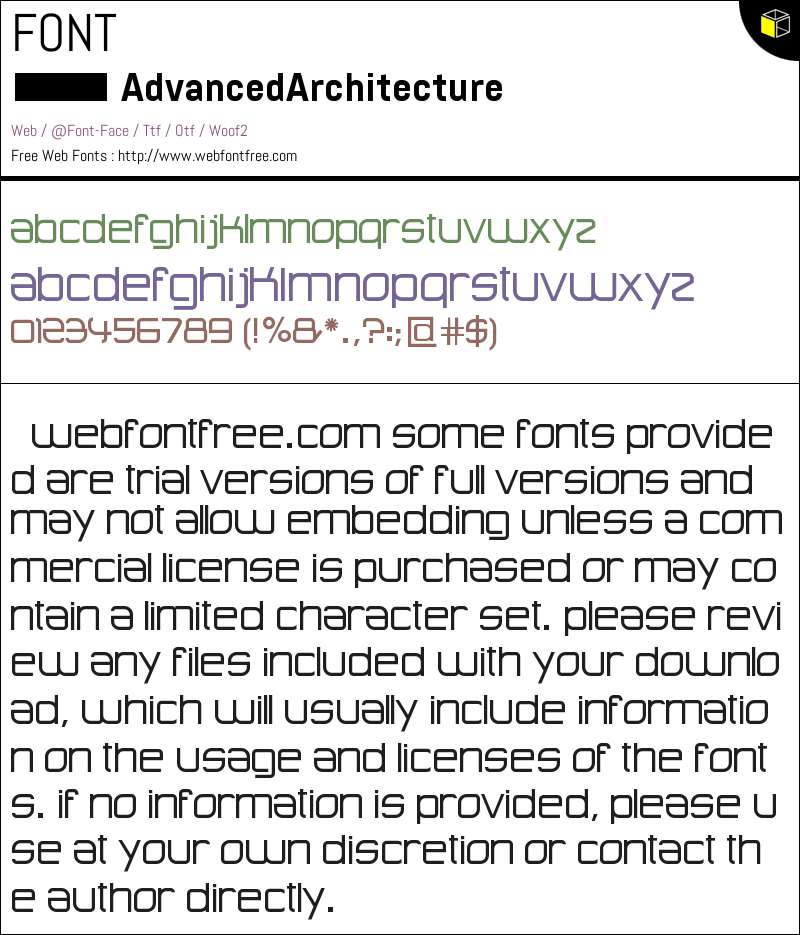 Advanced Architecture Fonts Downloads - WebFontFree.Com