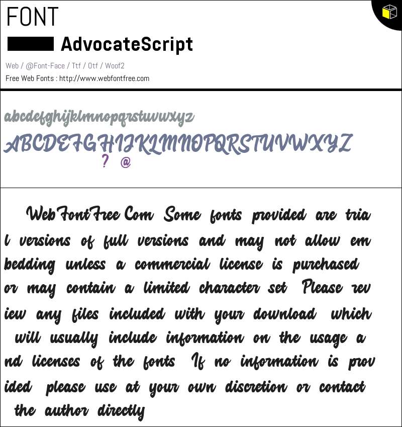 Advocate Script Fonts Downloads - WebFontFree.Com