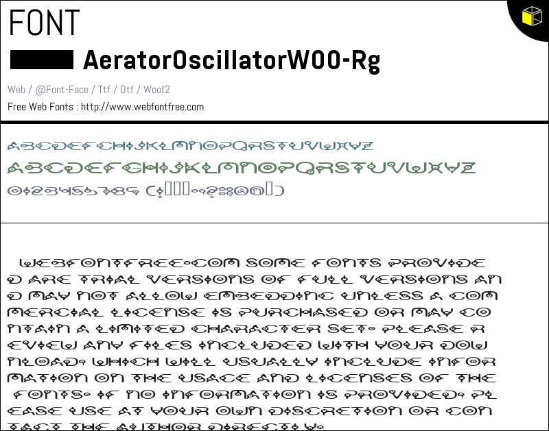 Aerator Oscillator W00 Regular Fonts Downloads - WebFontFree.Com