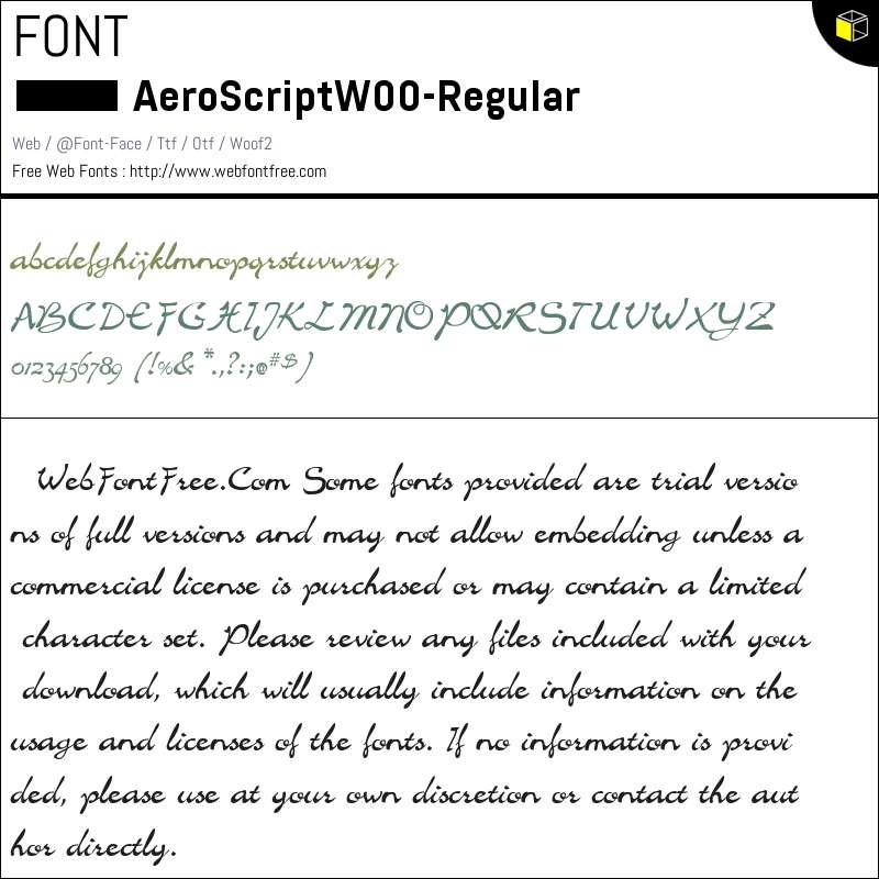 AeroScript W00 Regular Fonts Downloads - WebFontFree.Com
