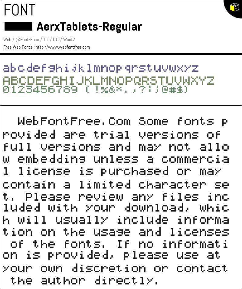 Aerx Tablets Fonts Downloads - WebFontFree.Com