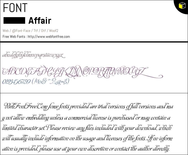 Affair 字体 下载 - WebFontFree.Com