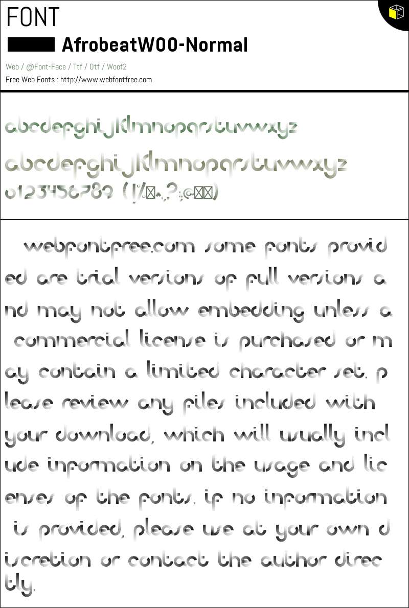 Afrobeat W00 Normal Fonts Downloads - WebFontFree.Com