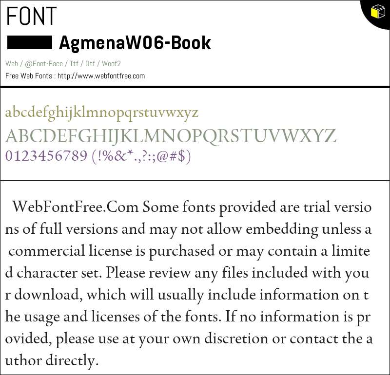 Agmena W06 Book Fuentes Descargar - WebFontFree.Com