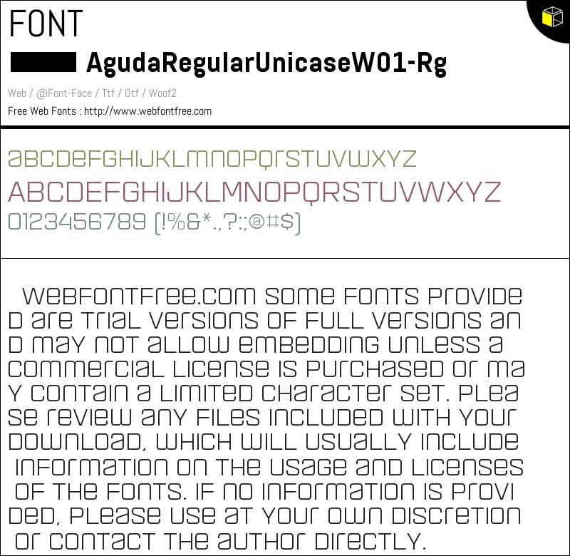 Aguda Regular Unicase W01 Rg Fonts Downloads - WebFontFree.Com