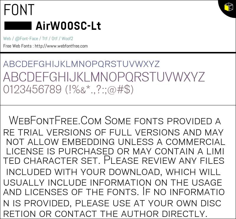 Air W00SC Lt Fonts Downloads - WebFontFree.Com