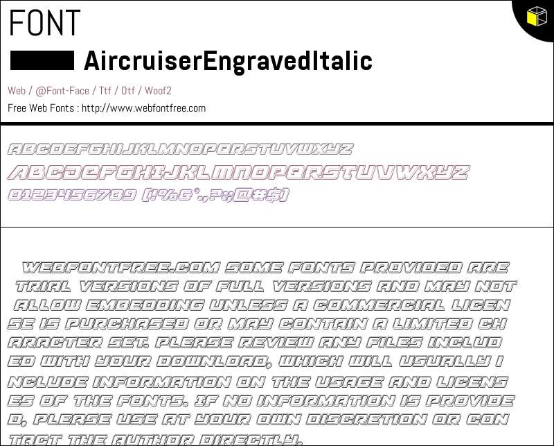 Aircruiser Engraved Italic Fonts Downloads - WebFontFree.Com