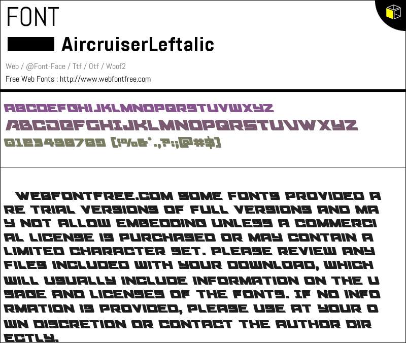 Aircruiser Leftalic Fonts Downloads - WebFontFree.Com
