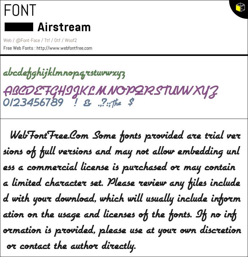 Airstream Fonts Downloads - WebFontFree.Com