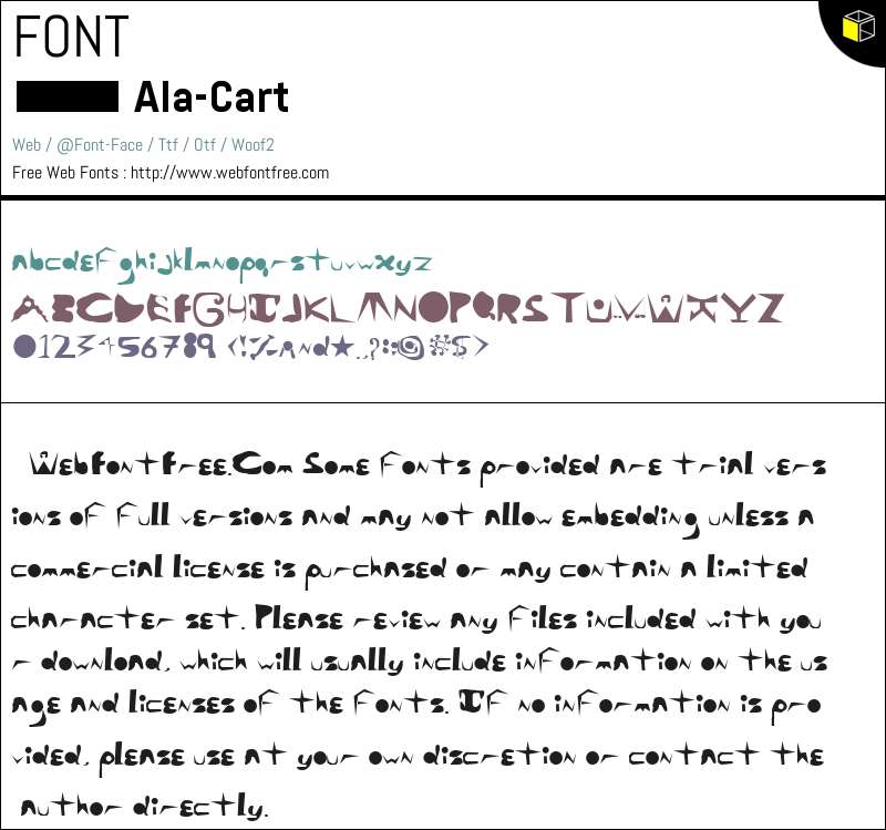 Ala Carte Fonts Downloads - WebFontFree.Com