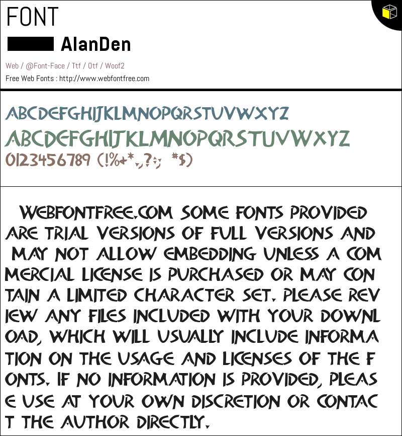 Alan Den Fonts Downloads - WebFontFree.Com