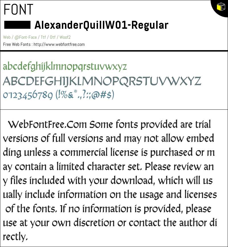 Alexander Quill W01 Regular Fonts Downloads - WebFontFree.Com
