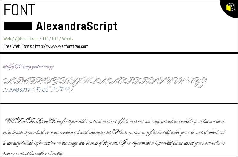 Alexandra Script Fonts Downloads - WebFontFree.Com