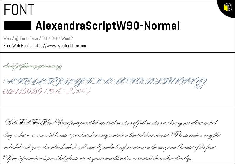 Alexandra Script W90 Normal Fonts Downloads - WebFontFree.Com