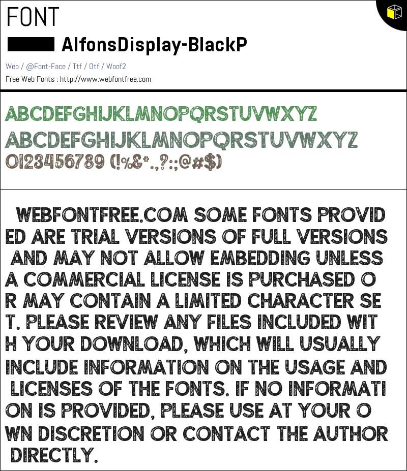 Alfons Display W00 Black P Fonts Downloads - WebFontFree.Com