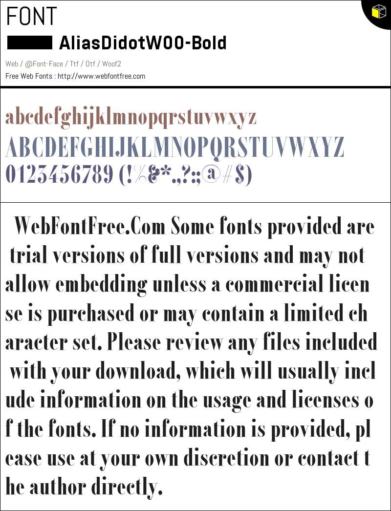 Alias Didot W00 Bold Fonts Downloads - WebFontFree.Com