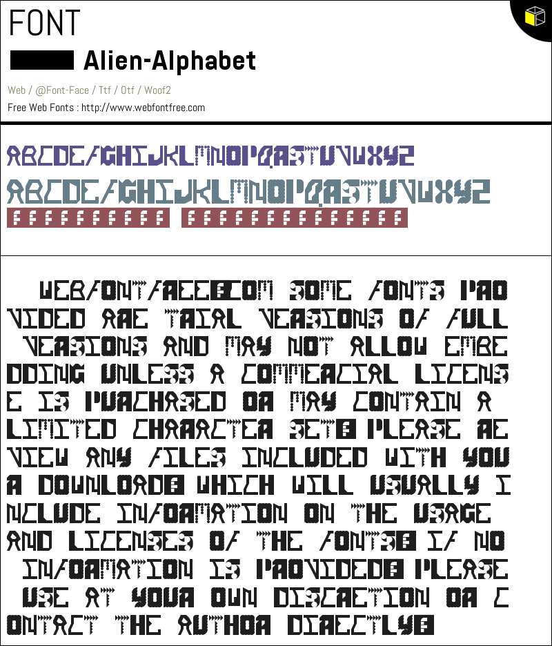 Alien Alphabet Regular Fonts Downloads - WebFontFree.Com