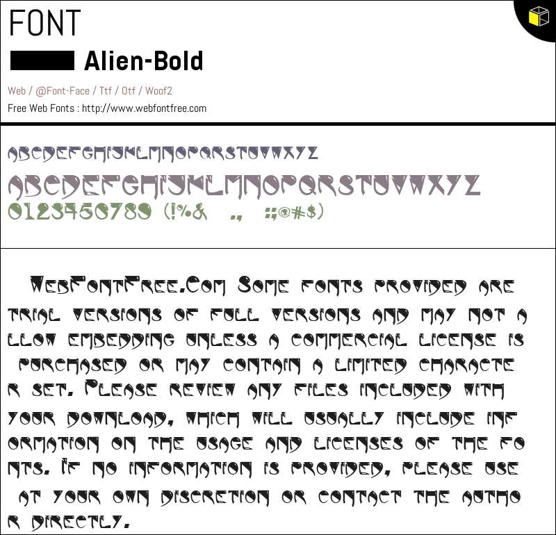 Alien Bold Fonts Downloads - WebFontFree.Com