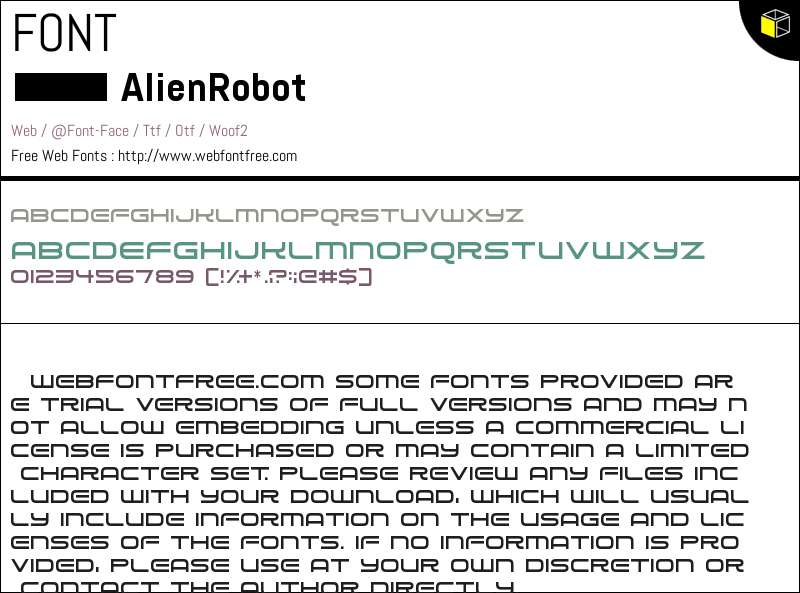 Alien Robot Fonts Downloads - WebFontFree.Com