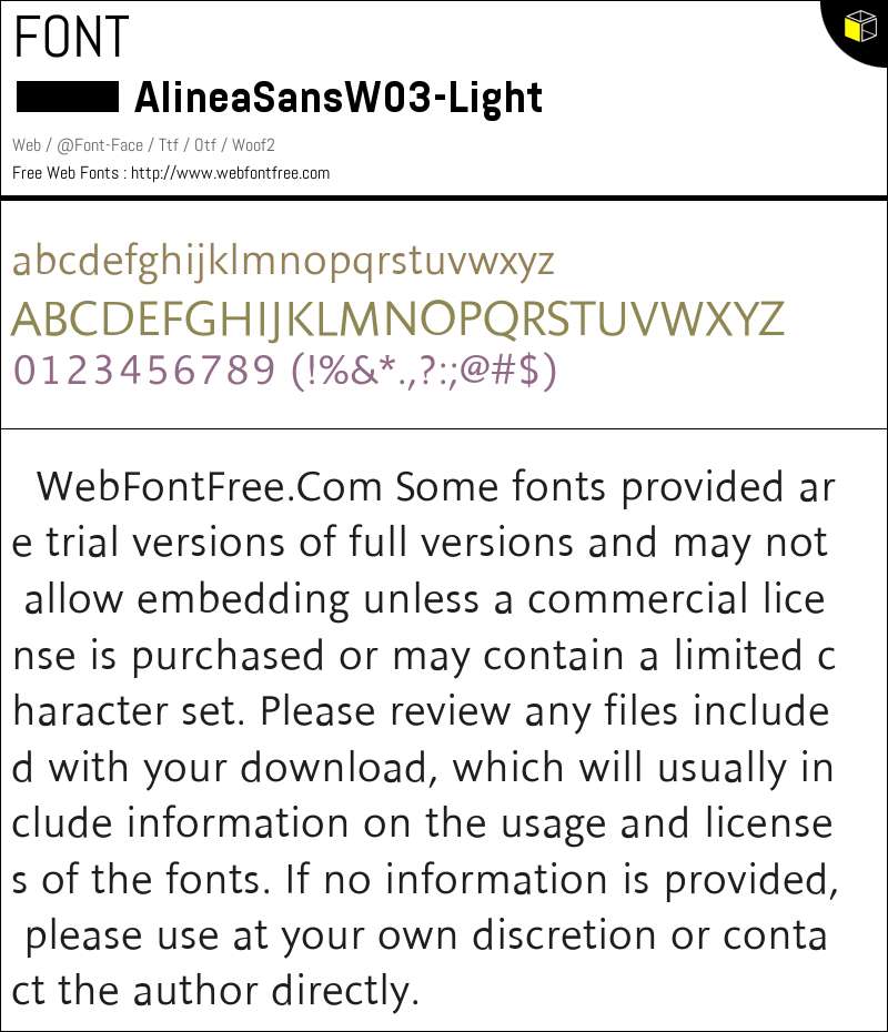 Alinea Sans W03 Light Fonts Downloads - WebFontFree.Com