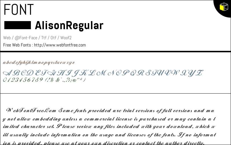 Alison Regular 字体 下载 - WebFontFree.Com