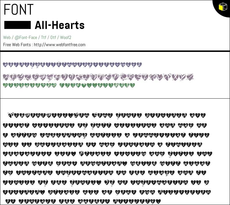 All Hearts Normal Fonts Downloads - WebFontFree.Com