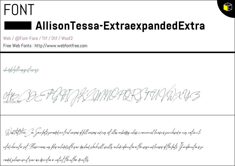 Allison Tessa Extra-expanded ExtraBlack Fonts Downloads - WebFontFree.Com