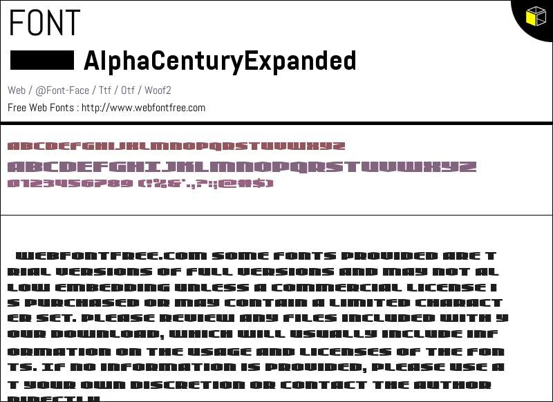 Alpha Century Expanded Fonts Downloads - WebFontFree.Com