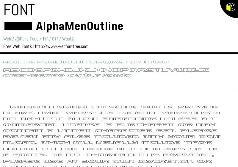 Alpha Men Outline Fonts Downloads - WebFontFree.Com