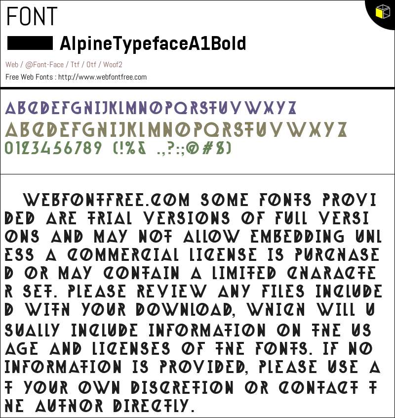 Alpine Typeface A1 Bold Fonts Downloads - WebFontFree.Com