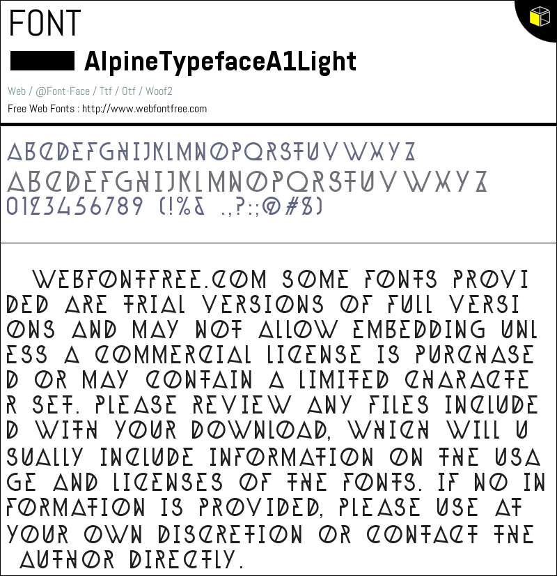 Alpine Typeface A1 Light Fonts Downloads - WebFontFree.Com