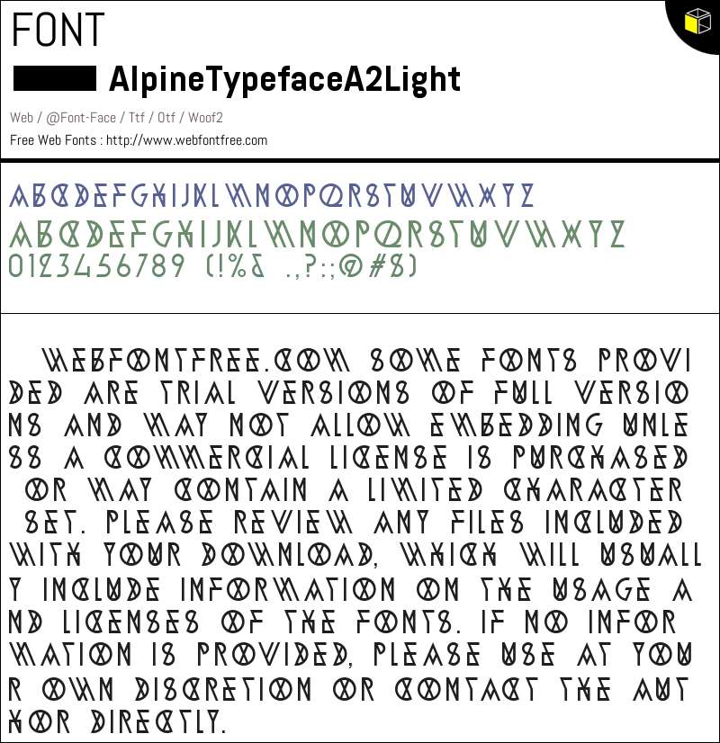 Alpine Typeface A2 Light Fonts Downloads - WebFontFree.Com