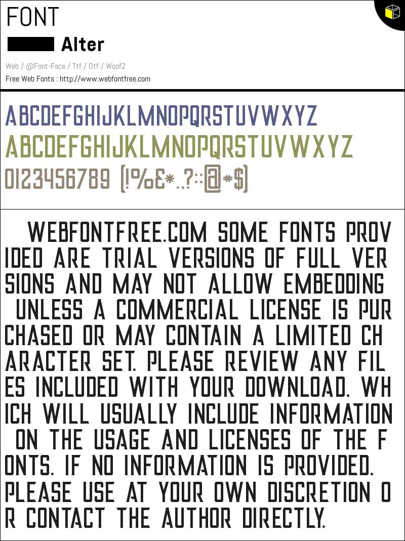 Alter Fonts Downloads - WebFontFree.Com