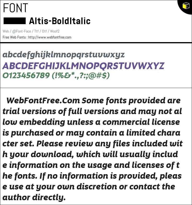 Altis-BoldItalic Fonts Downloads - WebFontFree.Com
