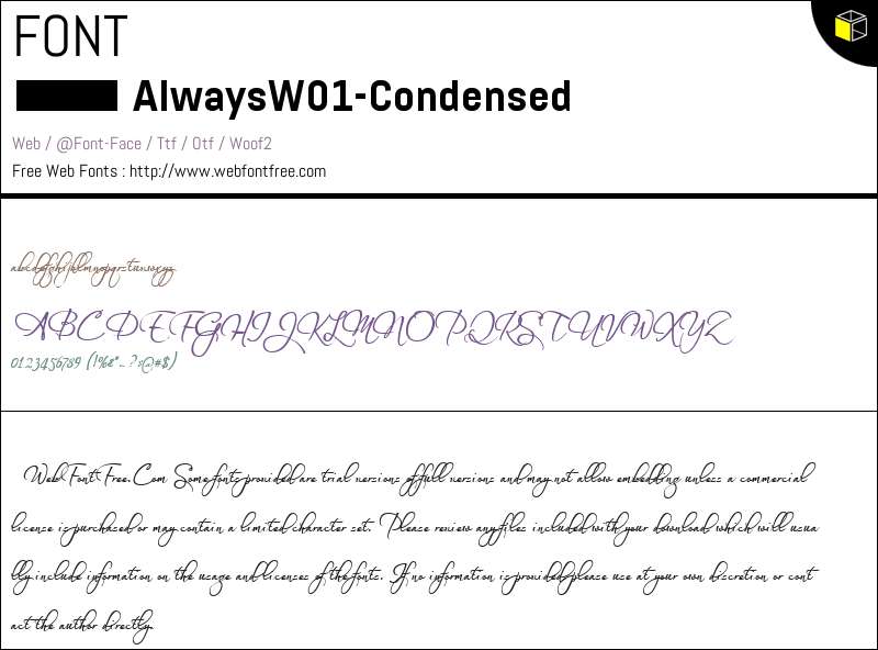 Always W01 Condensed Fonts Downloads - WebFontFree.Com