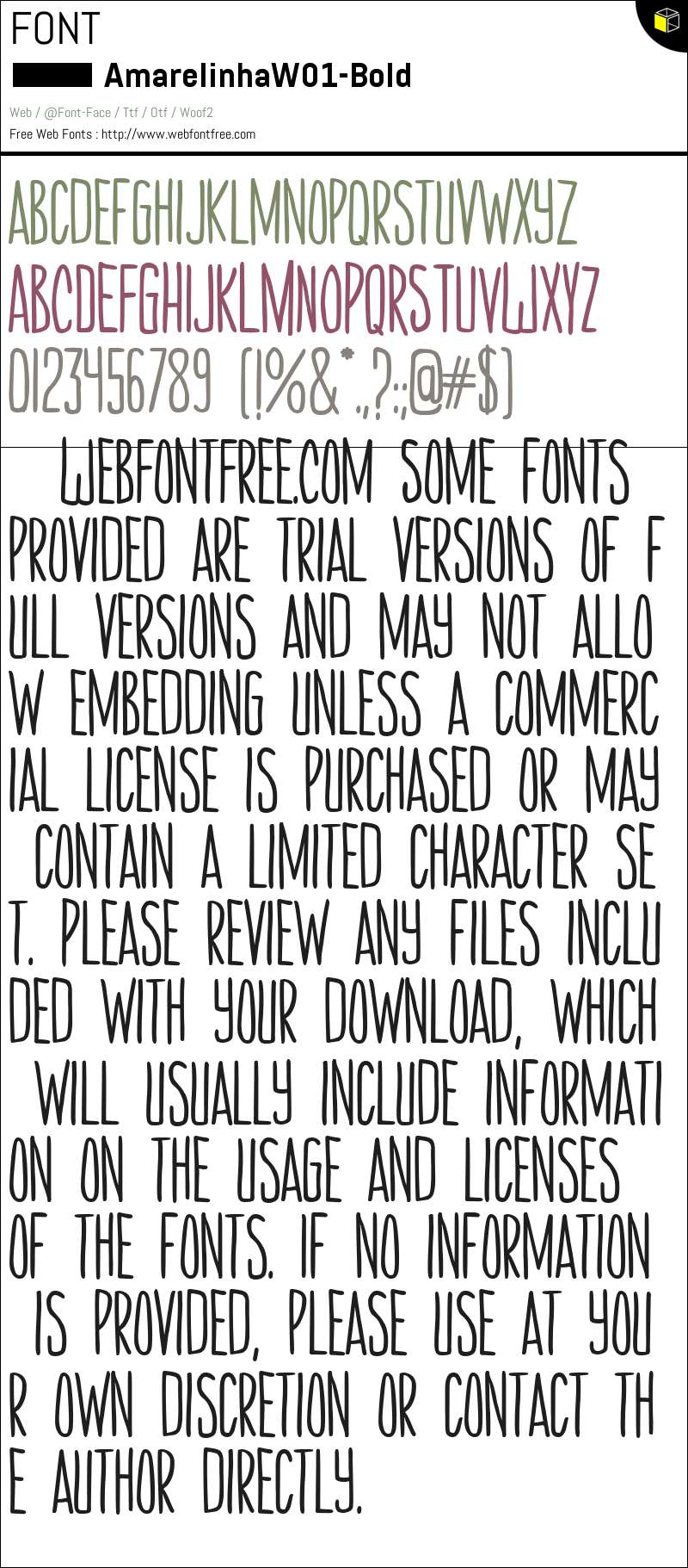 Amarelinha W01 Bold Fonts Downloads - WebFontFree.Com
