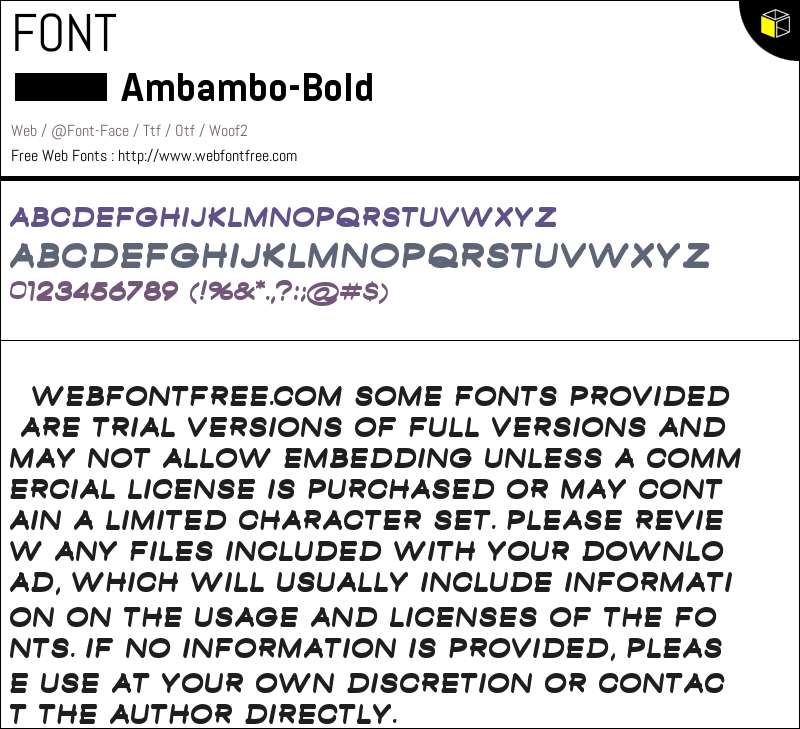 Ambambo Bold Fonts Downloads - WebFontFree.Com