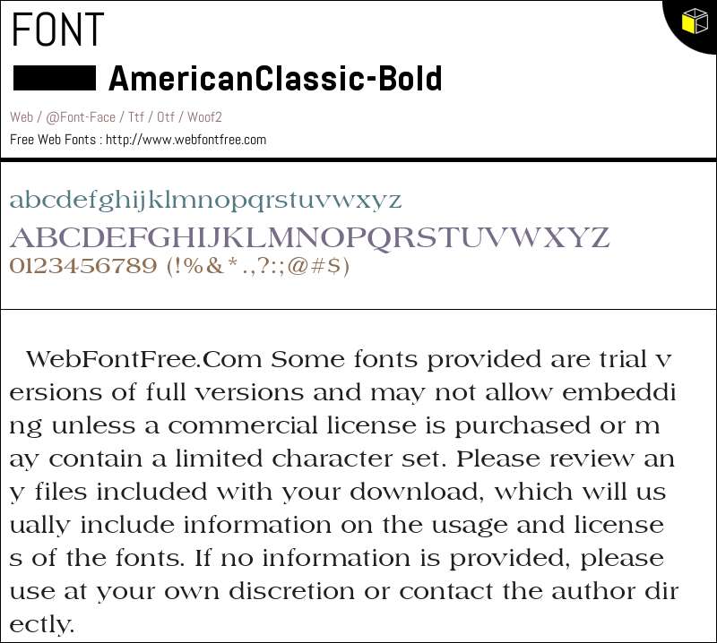 American Classic Bold Fonts Downloads - WebFontFree.Com