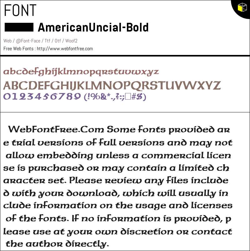 AmericanUncial Bold Fonts Downloads - WebFontFree.Com