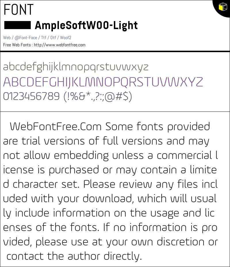 AmpleSoft W00 Light Fonts Downloads - WebFontFree.Com
